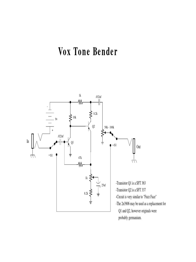 Vox Tone Bender Schematic | PDF