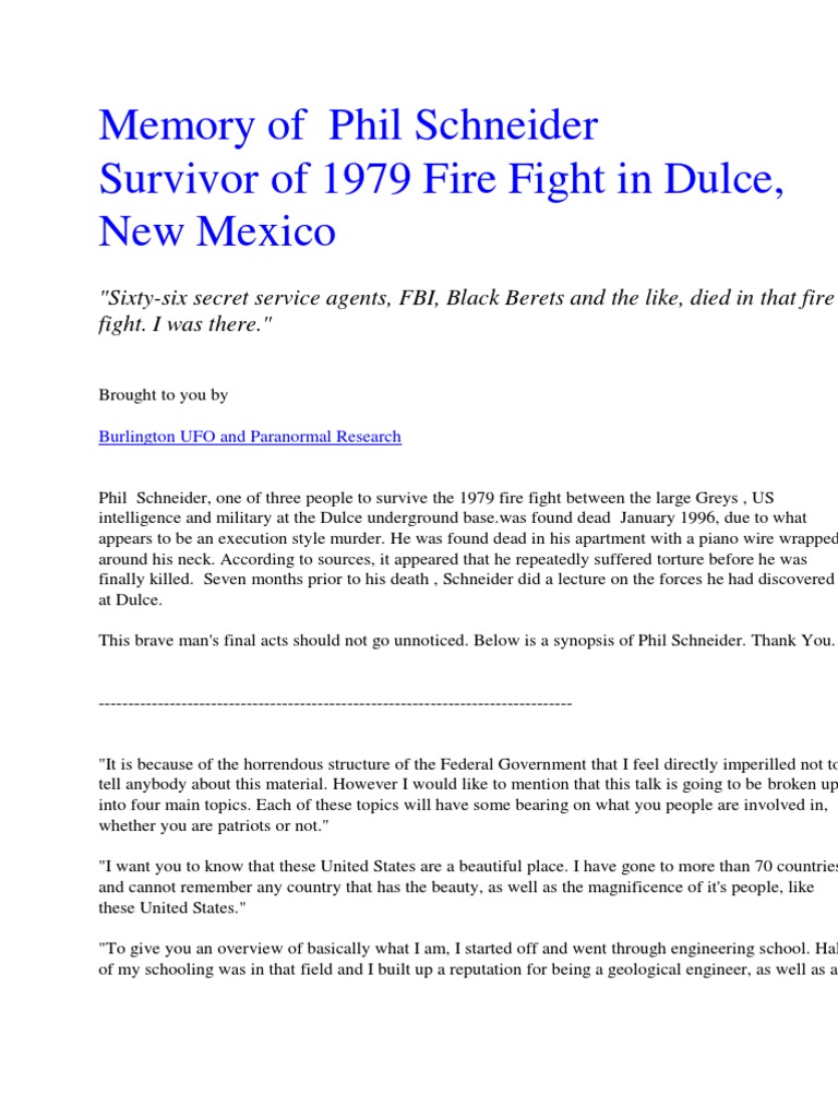 Phil Schneider Govt Earthquake Weapon | PDF | Biological Warfare | Autopsy