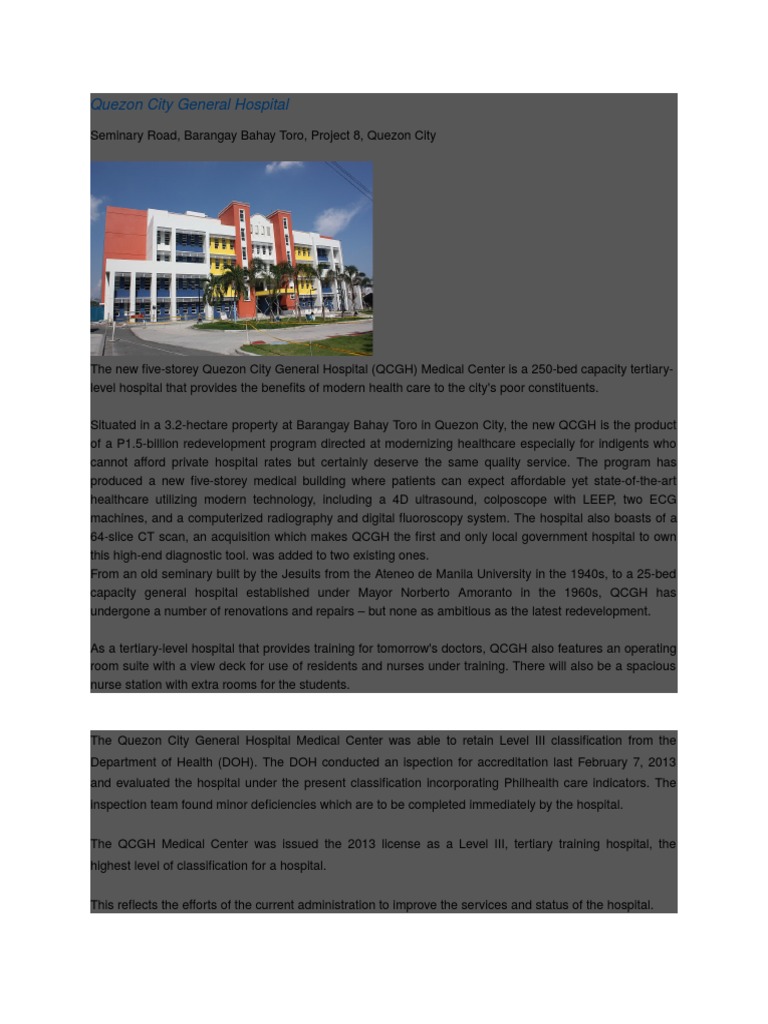 Quezon City General Hospital | PDF | Hospital | Health Care