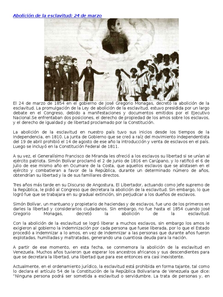 Abolición de La Esclavitud | PDF | Abolicionismo | Esclavitud