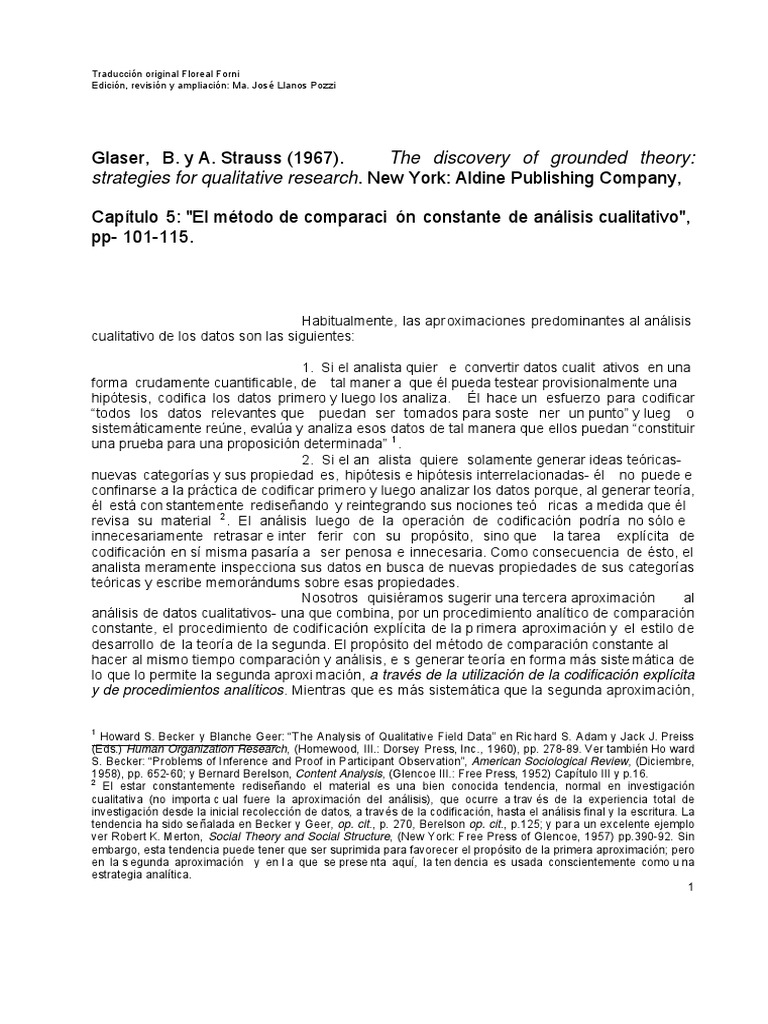 Glaser y Strauss-El Metodo de Comparación Constante | PDF ...