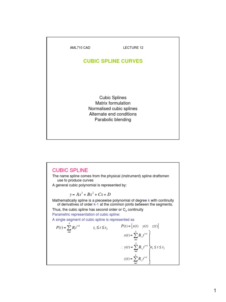 Matrix Formulation and Properties of Cubic Spline Curves | PDF | Spline ... Matrix Formulation and Properties of Cubic Spline Curves | PDF | Spline ...