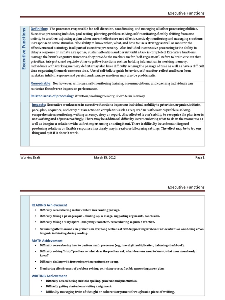 Executive Functions | PDF | Executive Functions | Reading Comprehension