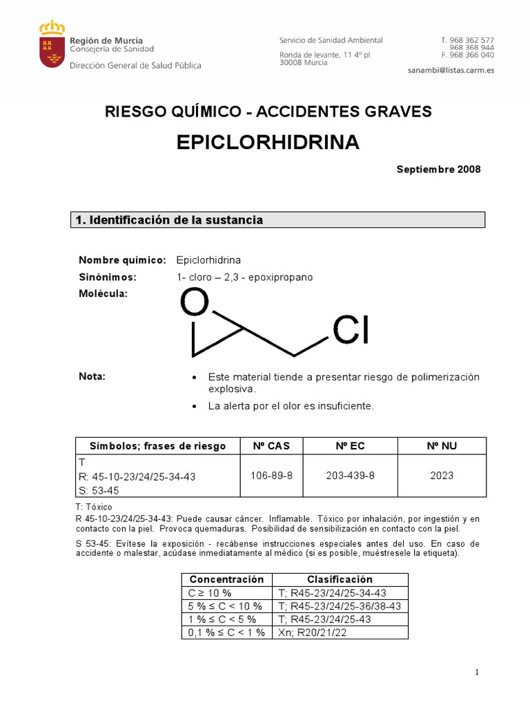 Epiclorhidrina Hds | PDF | Quemar | Sistema respiratorio