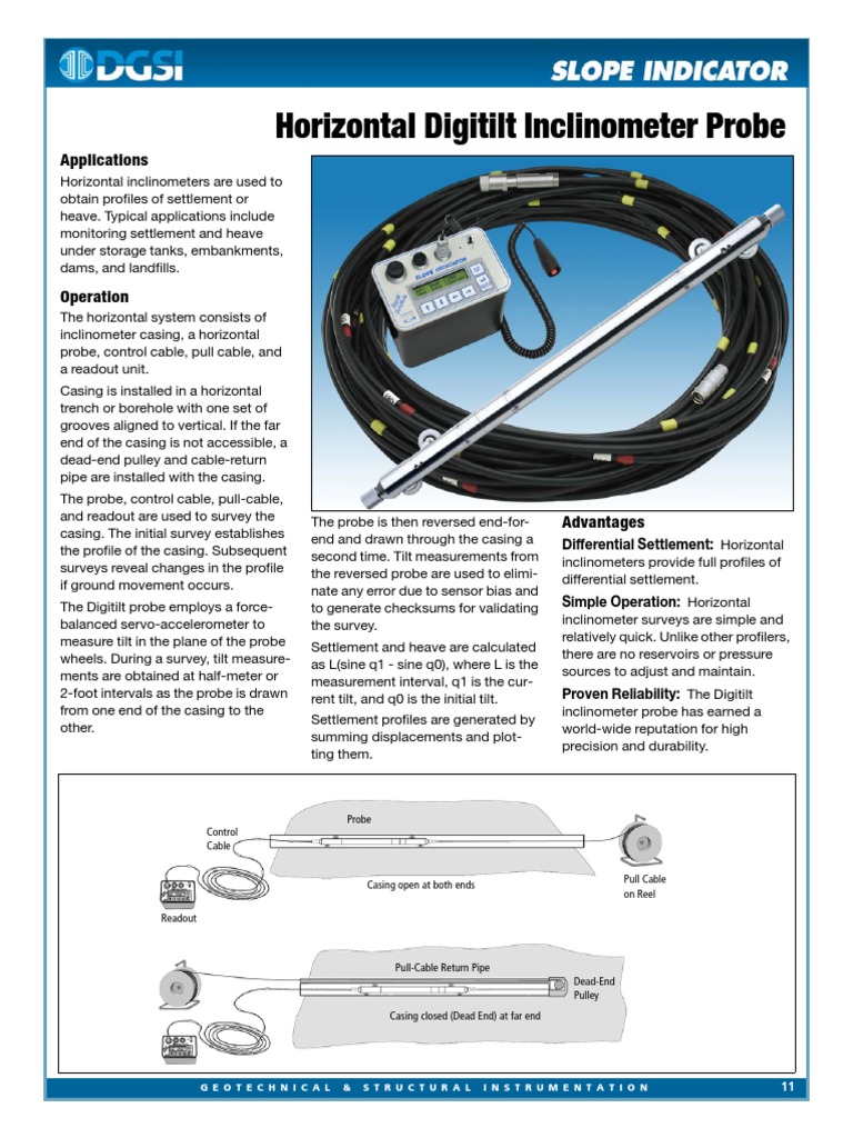 Digitilt Horizontal Inclinometer Probe Datasheet | PDF | Equipment ...