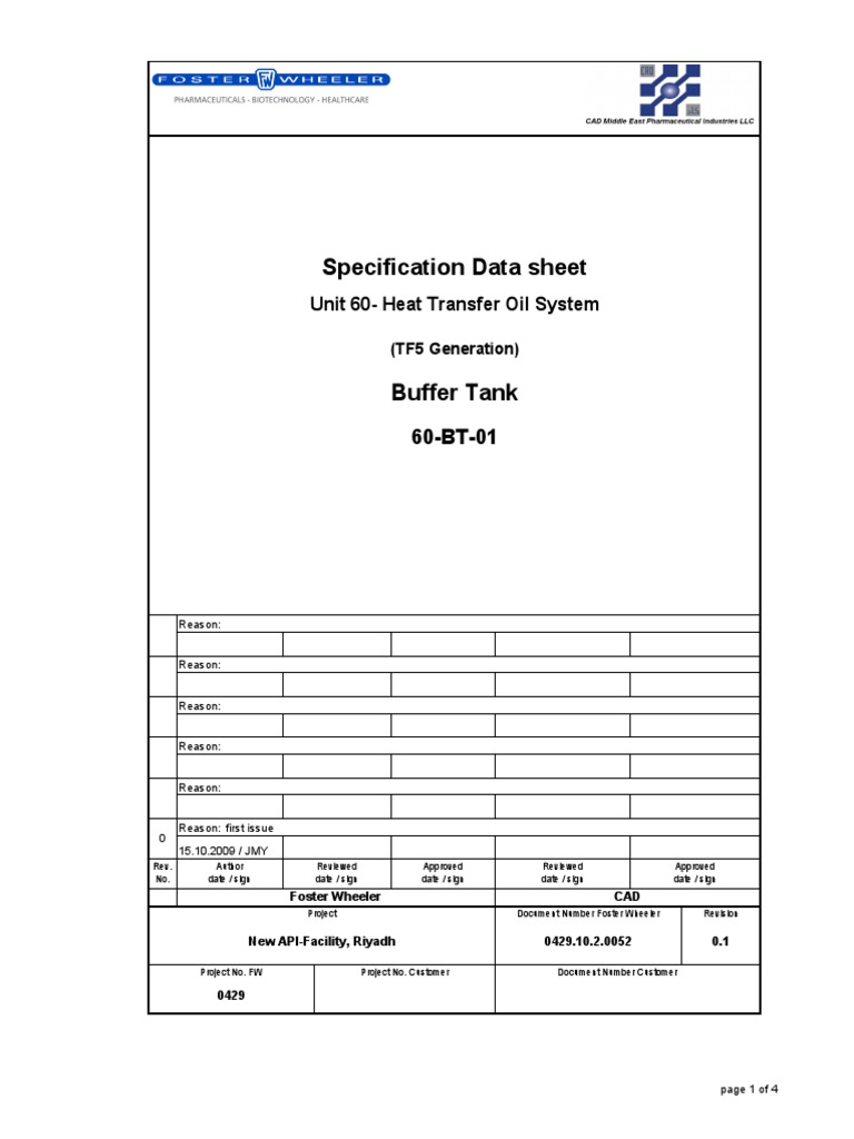 Data Sheet Buffer Tank 60-BT-01_Rev0.1 | Mechanical Engineering ...