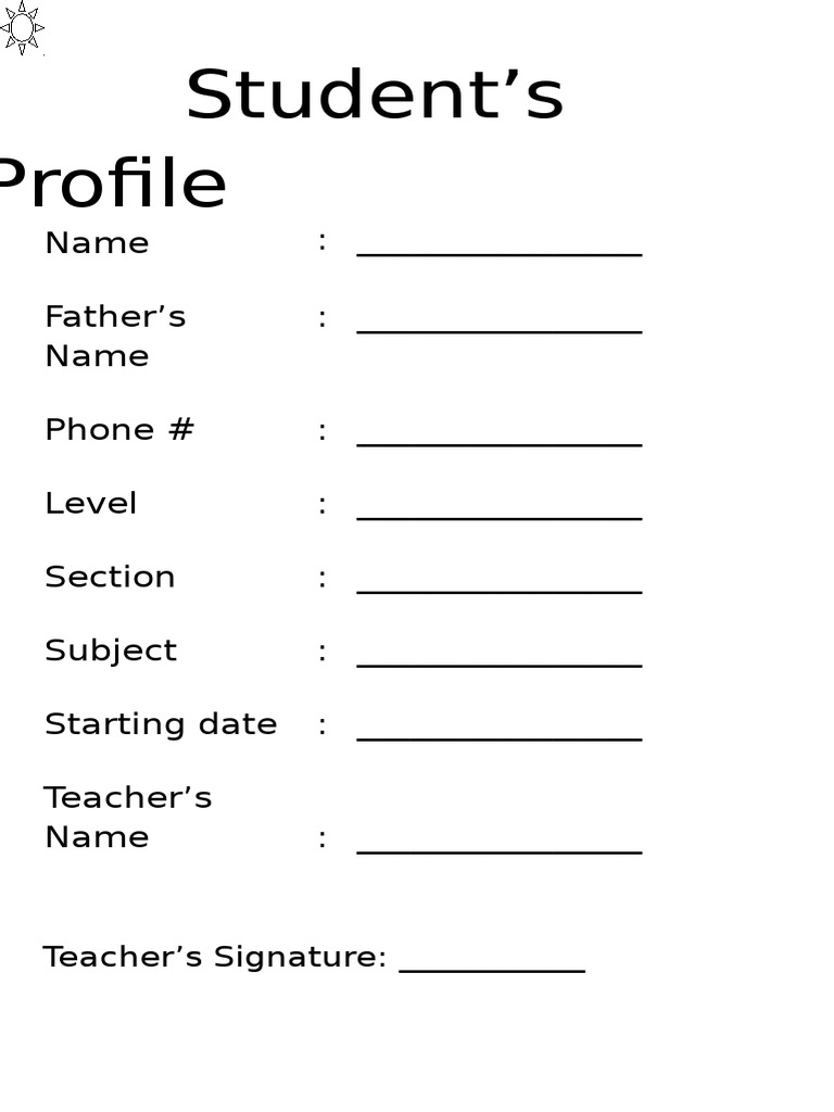 Student Profile Information Form | PDF