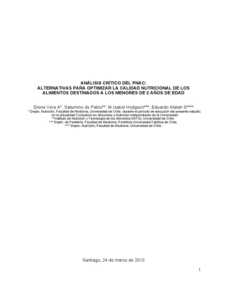 INFORME FINAL Analisis PNAC Formulas Lacteas 24 Marzo 2010 | PDF ...