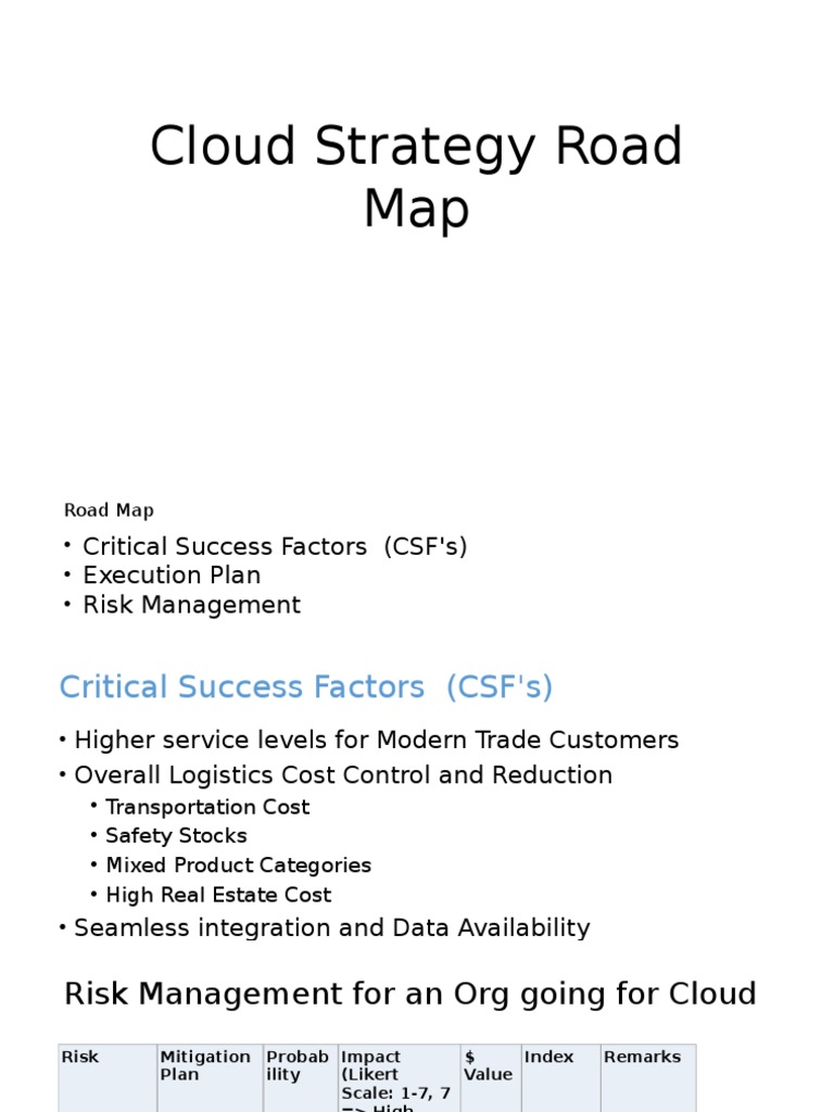 Cloud Strategy Road Map | PDF | Cloud Computing | Service Industries