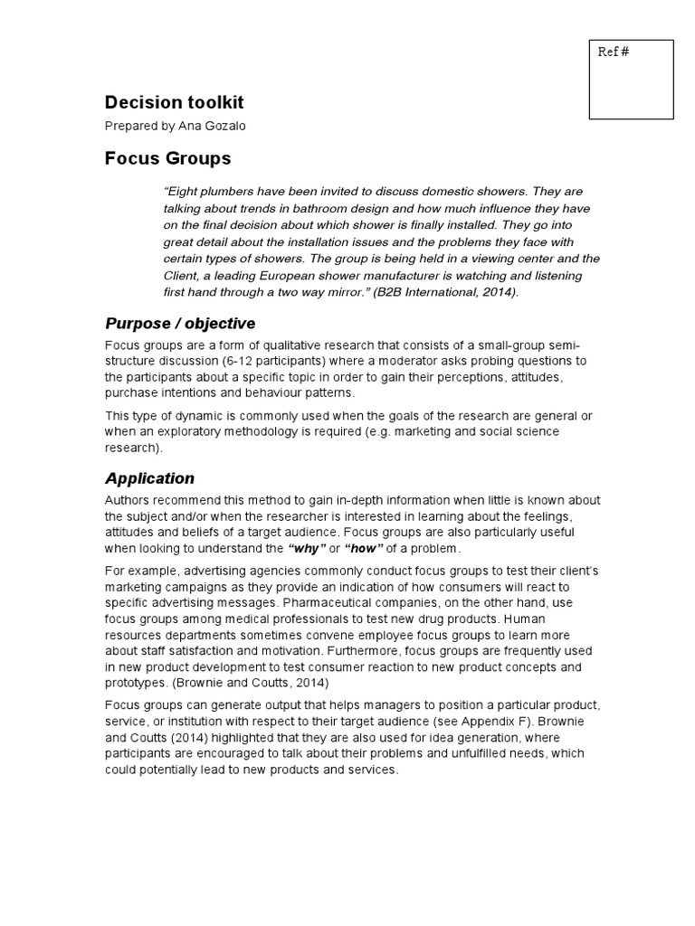 Focus Group - Toolkit | PDF | Focus Group | Target Audience