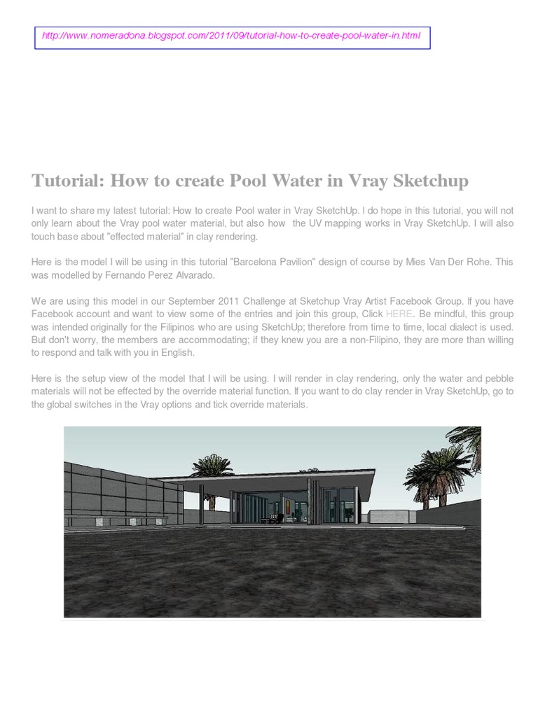 Tutorial - Water in Vray Sketchup PDF | PDF | Reflection (Physics) | Color