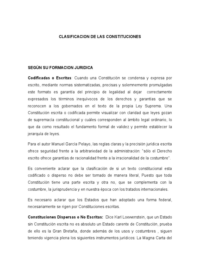 Clasificacion Constituciones Pdf Constitución Democracia