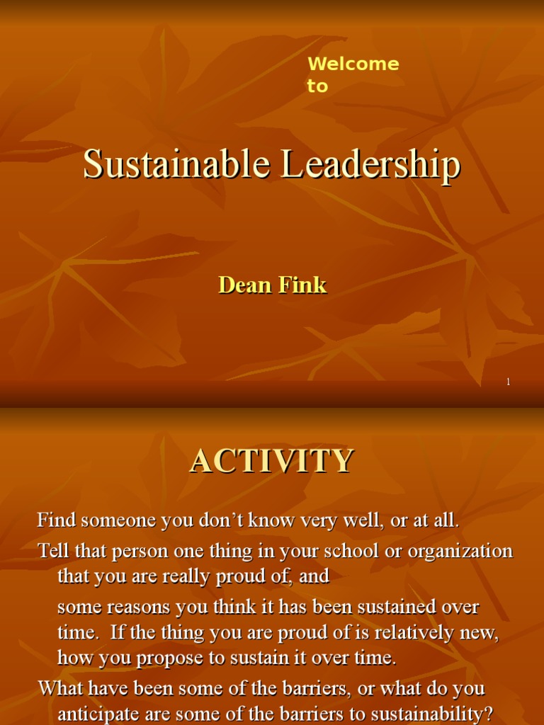 Sustainable Leadership Concepts | PDF | Sustainability | Sustainable ...