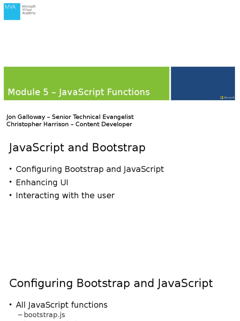 Module 5 Javascript Functions Pdf Bootstrap Front End Framework Java Script