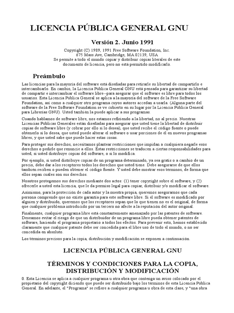 Licencia GPL2 | Software libre | Software