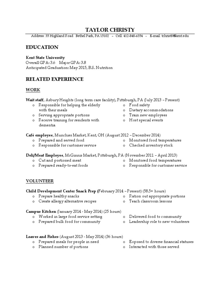 Taylor Christy's Official Resume | PDF