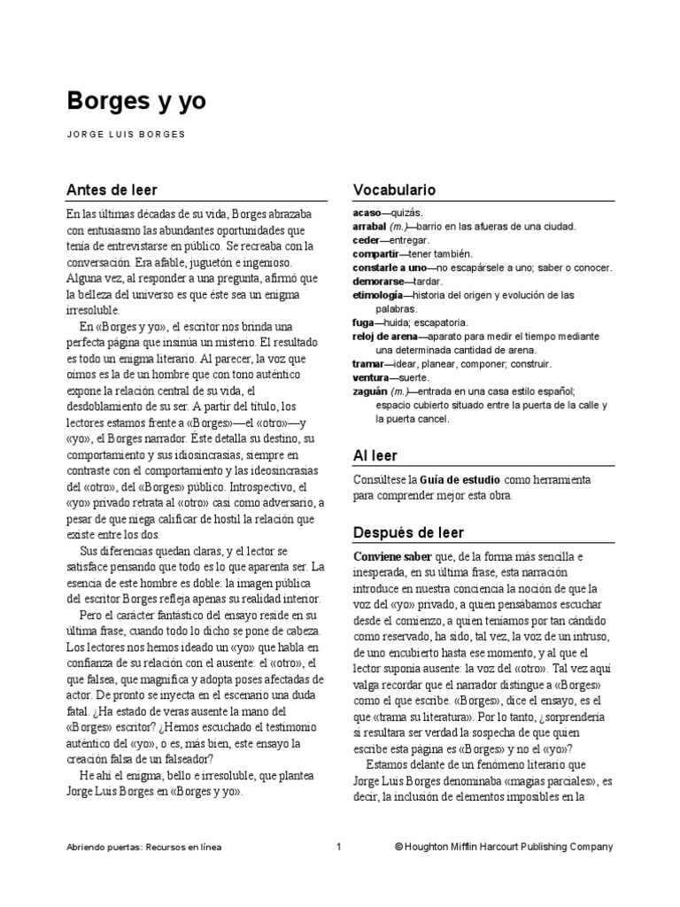 Borges y Yo | PDF | William Shakespeare | Ensayos