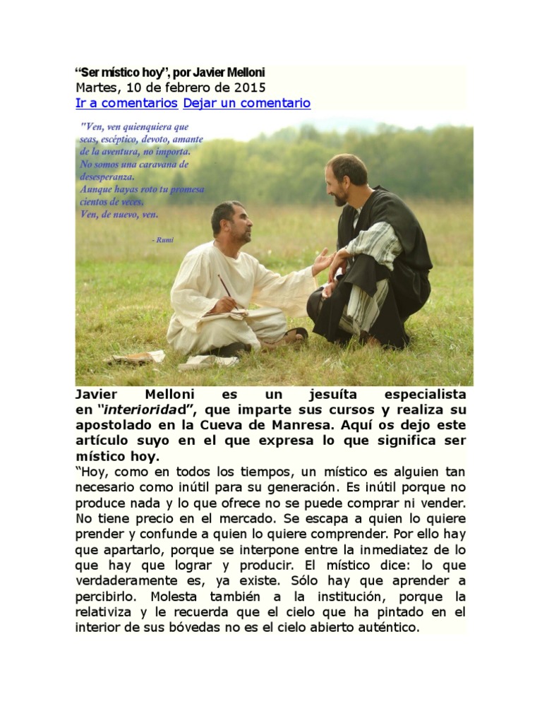Ser místico hoy: una perspectiva sobre la naturaleza de la mística y su ...