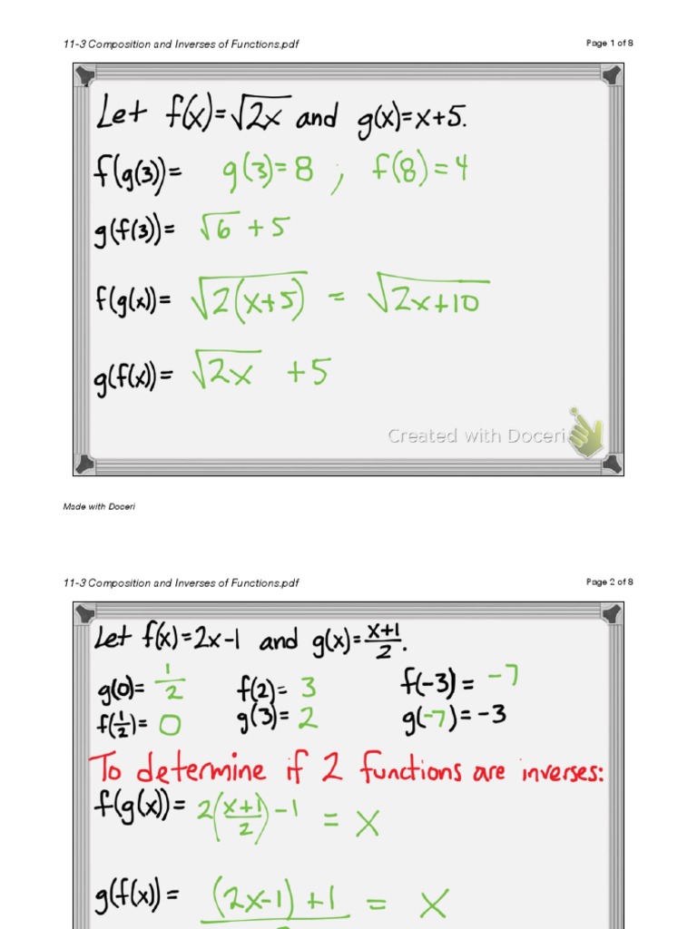 11-3 Composition and Inverses of Functions | PDF