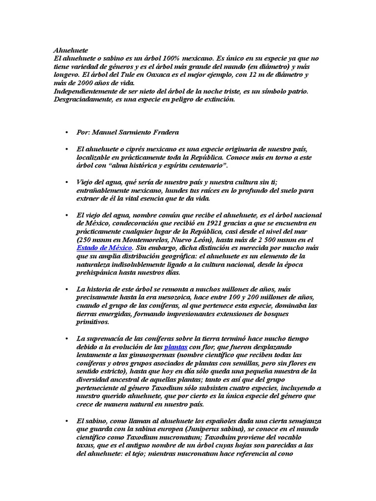 Ahuehuete | PDF | Forma de vida vegetal | Plantas