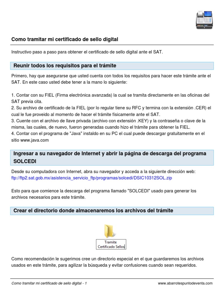 Como Tramitar Mi Certificado de Sello Digital | PDF | Archivo de ...