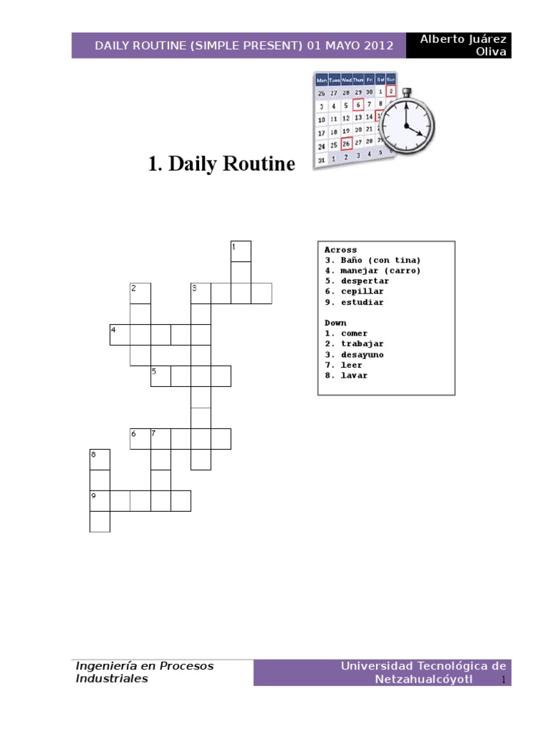 Simple Present Lesson Plan Daily Routine The Whole Activity | PDF ...