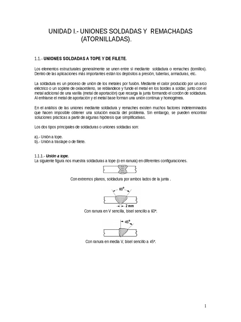 Uniones Soldadas y Remachadas | PDF | Remache | Soldadura