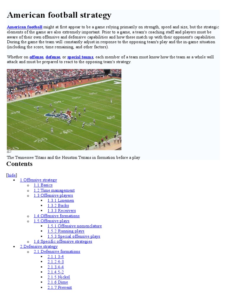 American Football Strategy | PDF | Positions (Team Sports) | American ...