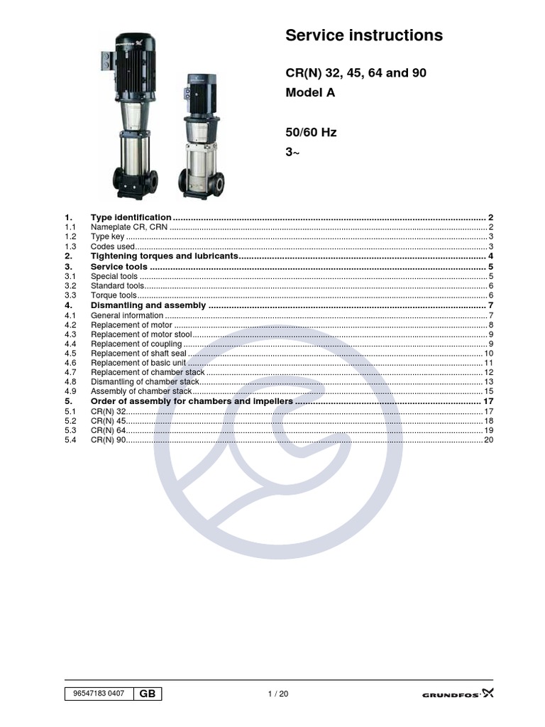 Grundfos Repairing Instruction Manual | PDF | Screw | Nut (Hardware)