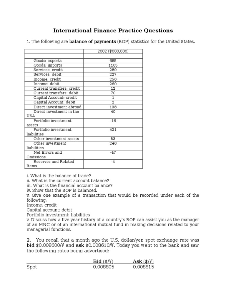 Practice Questions - International Finance | PDF | Swap (Finance ...