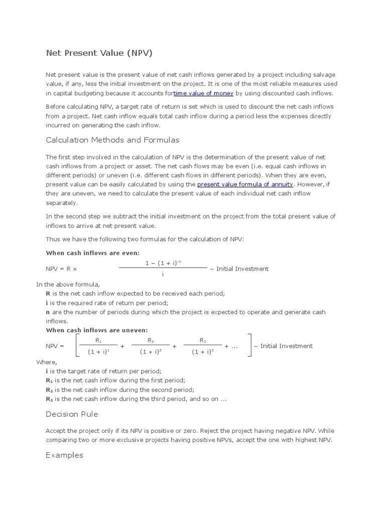 Net Present Value | PDF | Net Present Value | Present Value