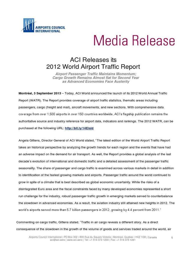 Aeropuertos, Tráfico, World Airport Traffic Report | PDF | Airport | Cargo