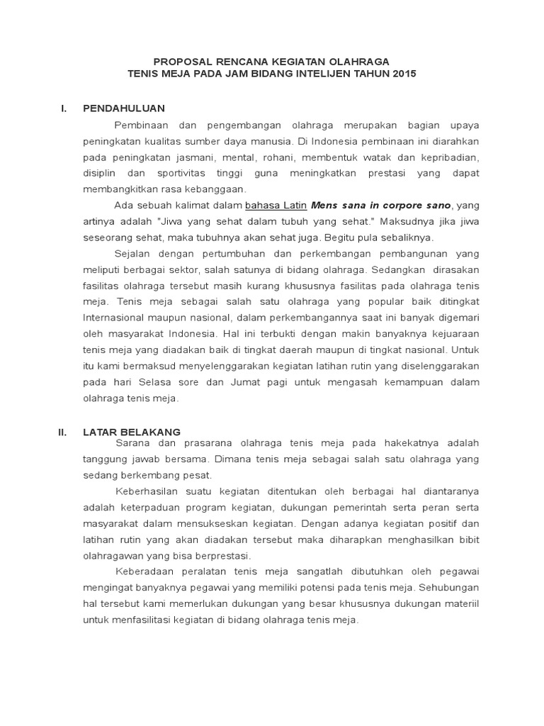 Contoh Proposal Rencana Kegiatan Olahraga | PDF | Karier & Perkembangan