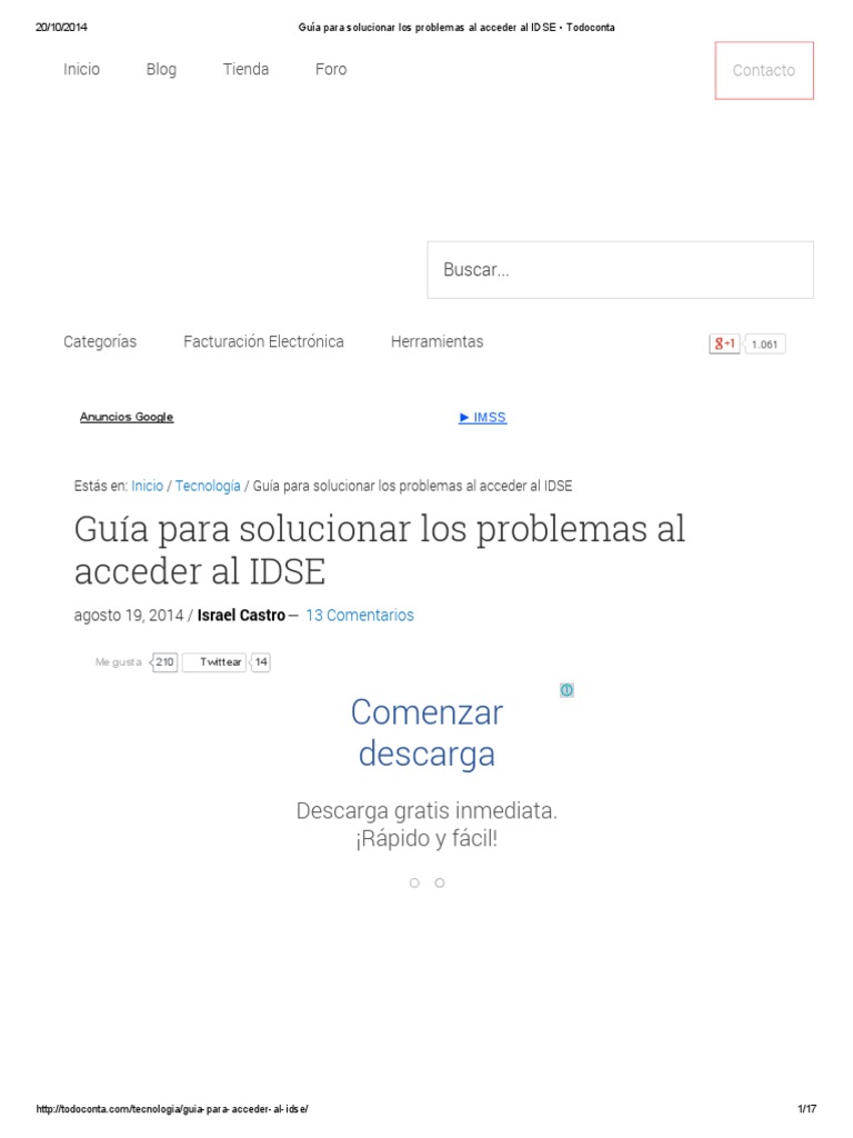 Guía para Solucionar Los Problemas Al Acceder Al IDSE - Todoconta | PDF | explorador de Internet ...