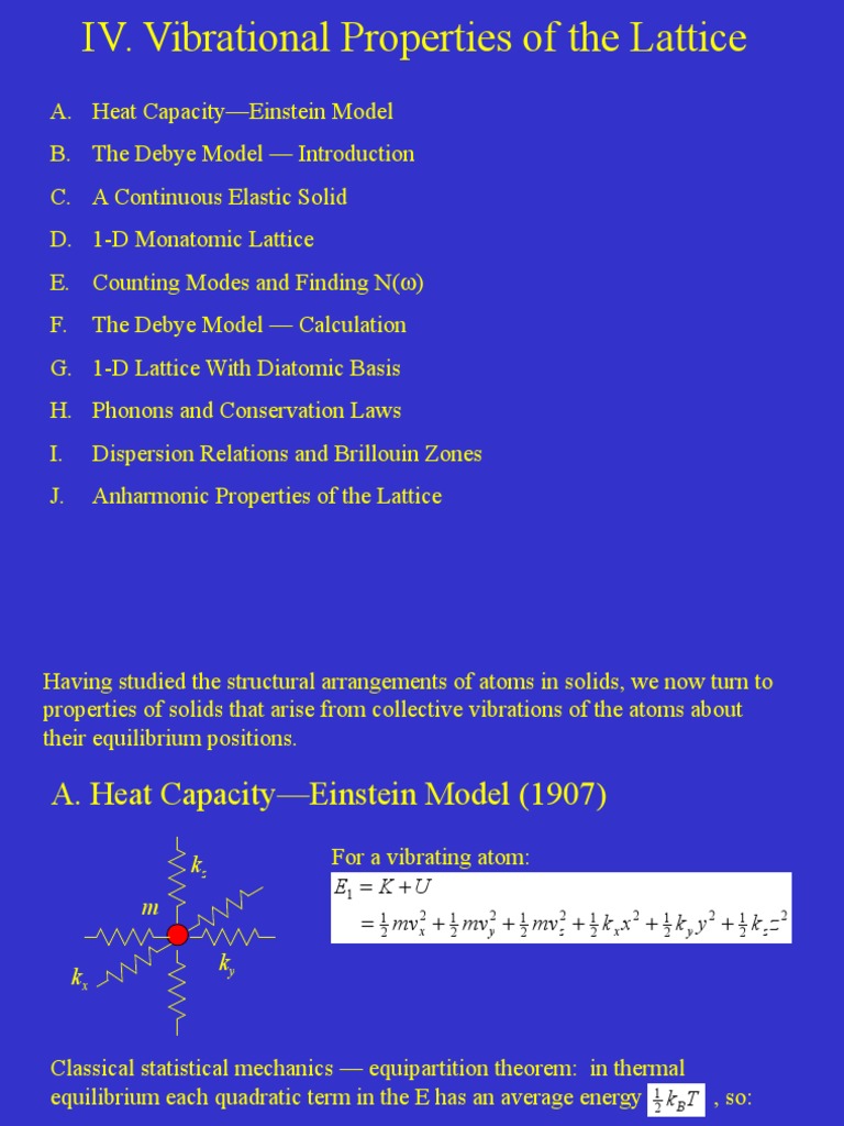 Lattice Vibrations & Heat Models | PDF | Photon | Phonon