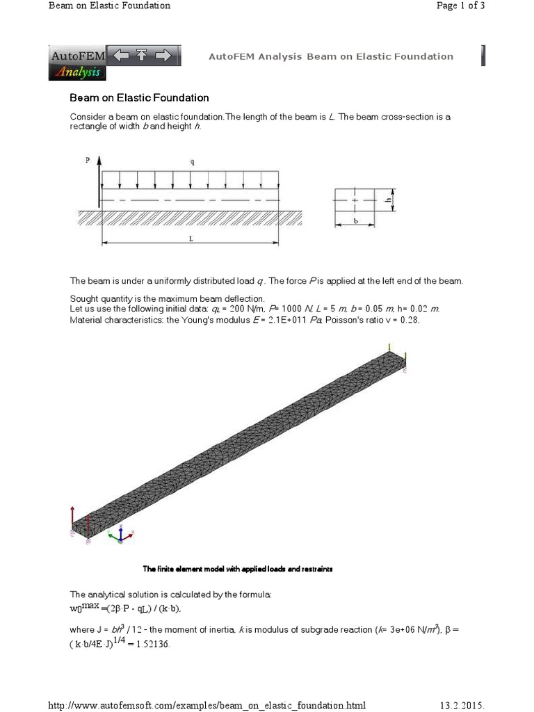Example-Beam On Elastic Foundation. | PDF | Science & Mathematics