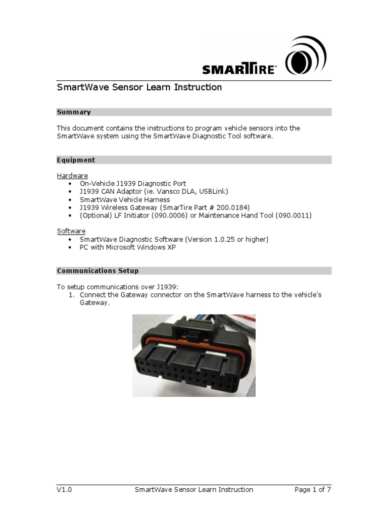 Programming Vehicle Sensors into the SmartWave System Using the SmartWave Diagnostic Tool ...