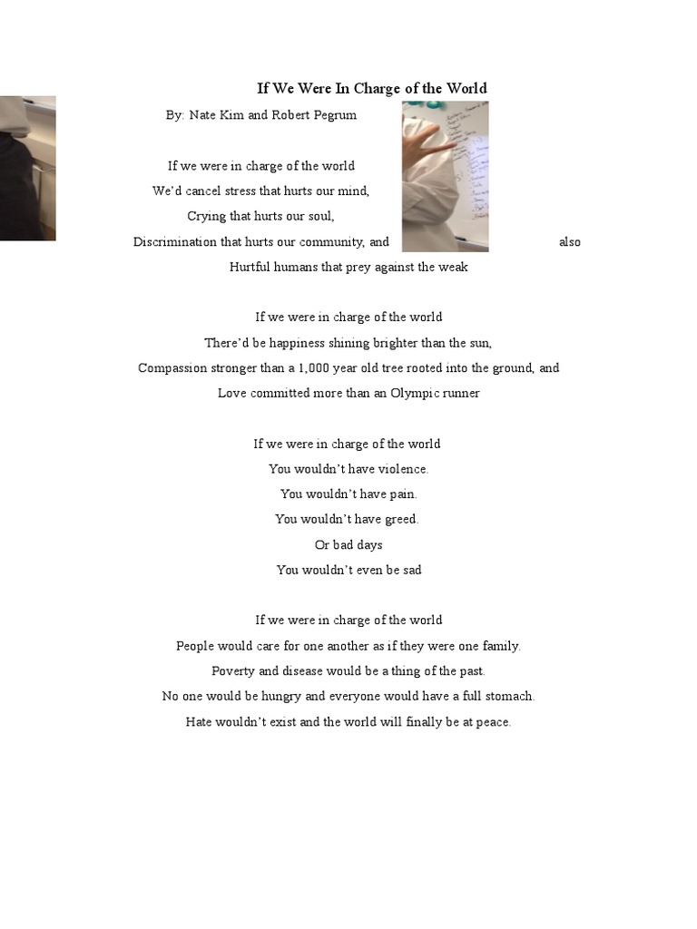 If I Were in Charge of The World Pen Pal Poem | PDF