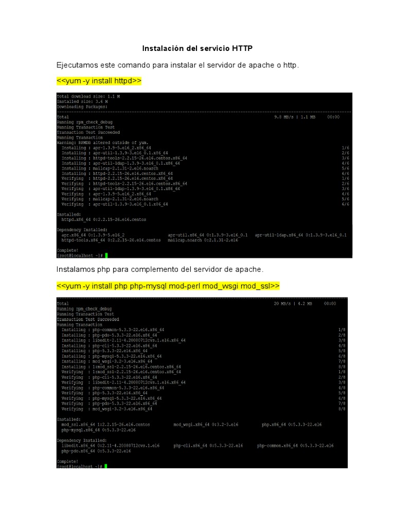 Instalación Del Servicio HTTP | PDF | Servidor HTTP Apache | Servidor (Computación)