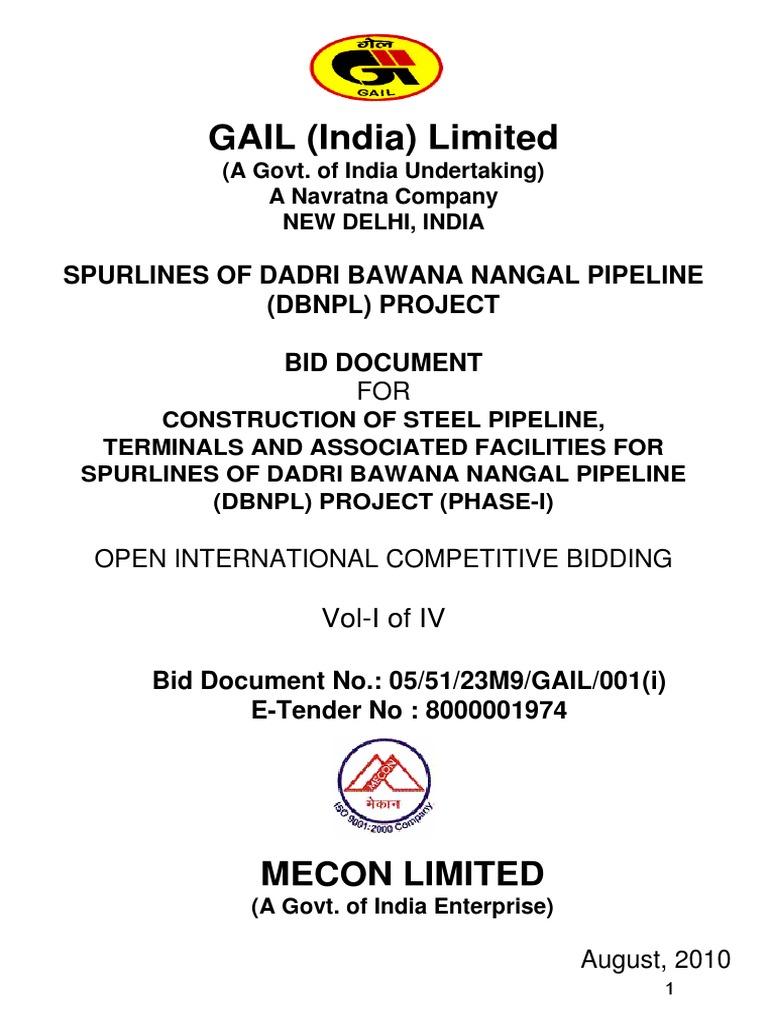Pipeline Tender | PDF | Construction Bidding | Pipeline Transport