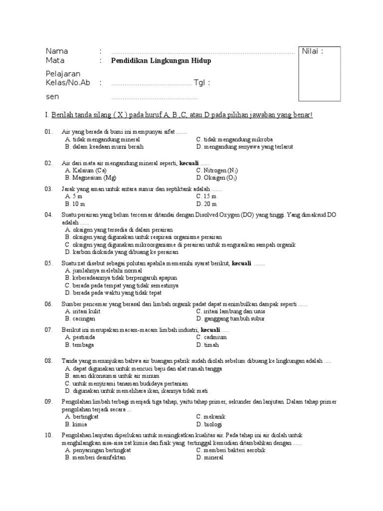 Soal PLH Kelas 8 | PDF