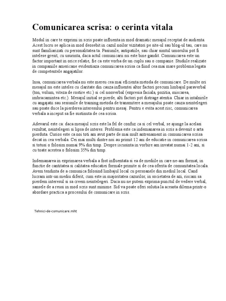 Comunicarea Scrisa | PDF
