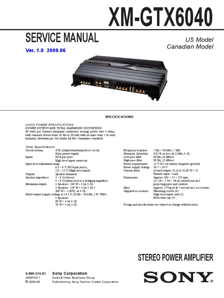 XM Gtx6040 Sony Schematics | PDF | Electromagnetism | Electrical ...