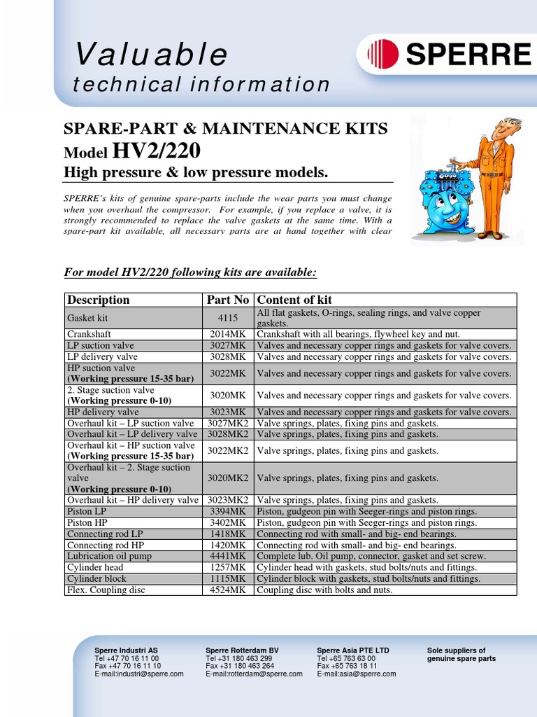 Available Maintenance Kits HV2-220 | PDF | Piston | Valve