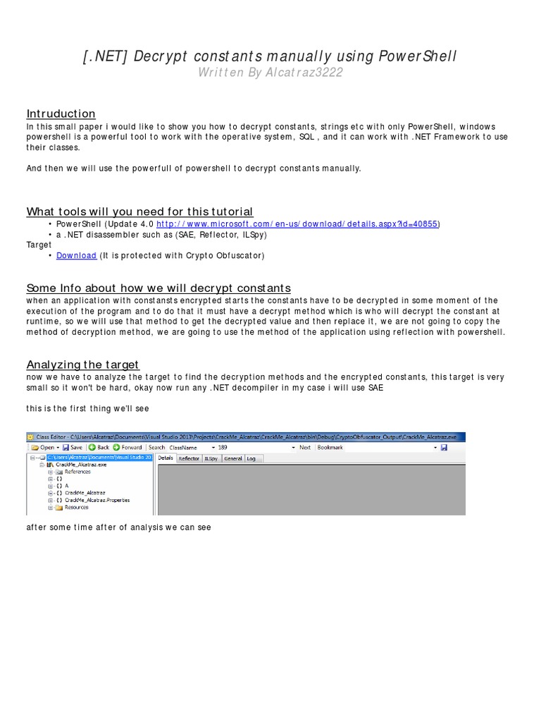 Net Decrypt Constants Manually Using Powershell Pdf Encryption Parameter Computer