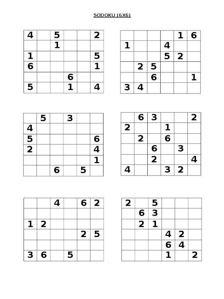 Sodoku 6X6 | PDF | Teaching Methods & Materials