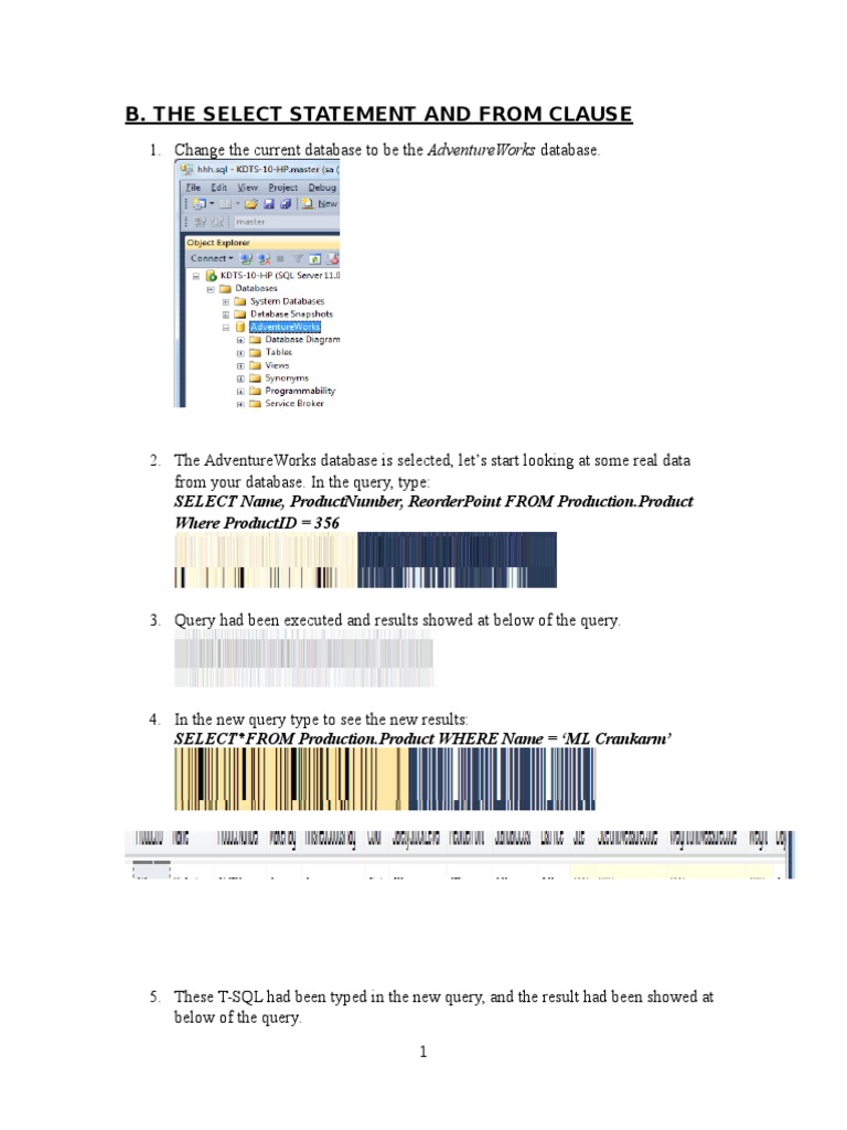SQL SELECT Statement Examples | PDF