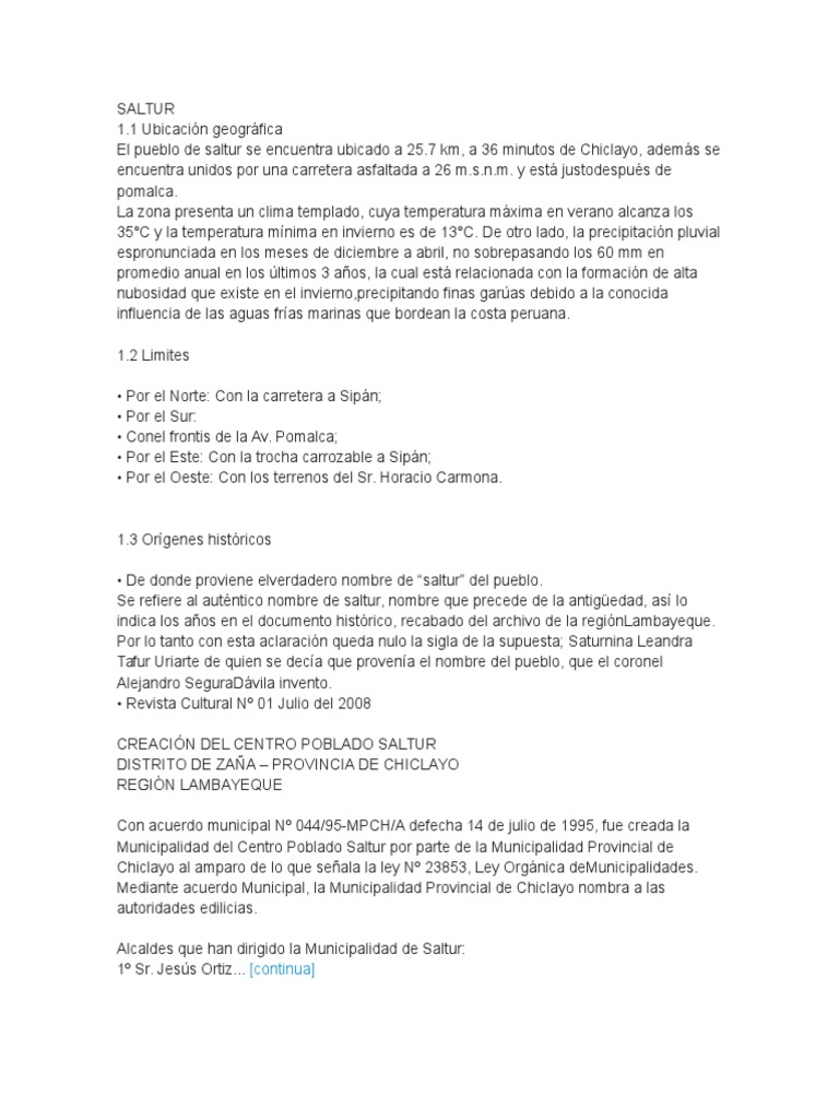 Ubicación y Orígenes de Saltur | PDF