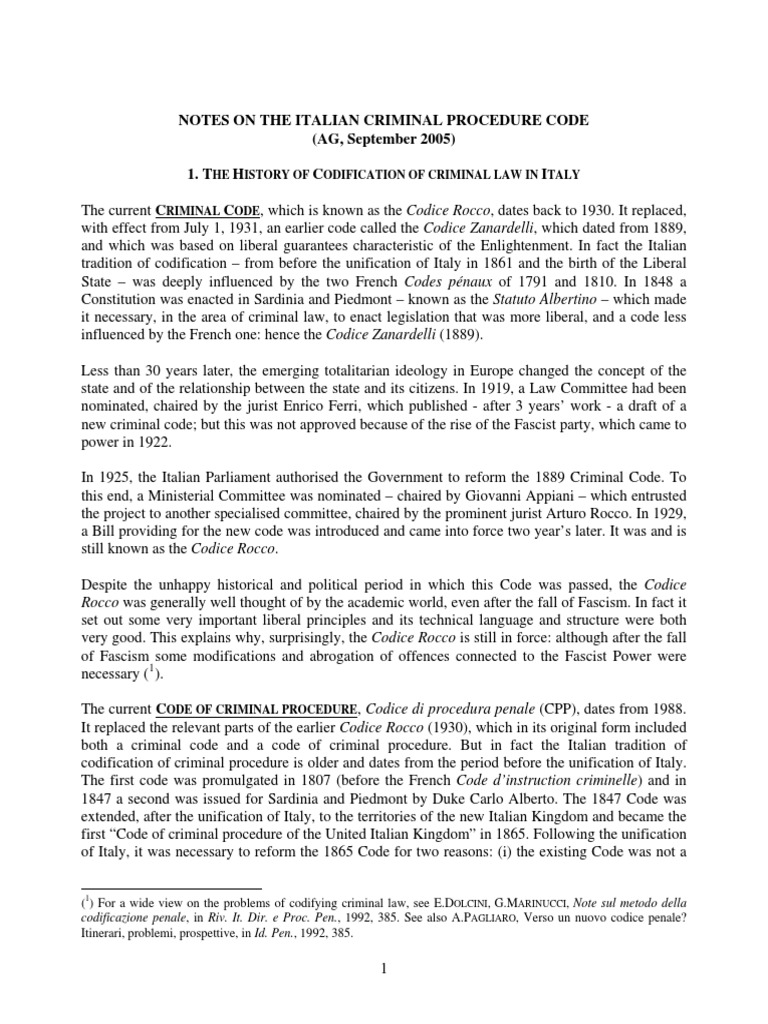 Notes On The Italian Criminal Procedure Code | PDF | Prosecutor ...