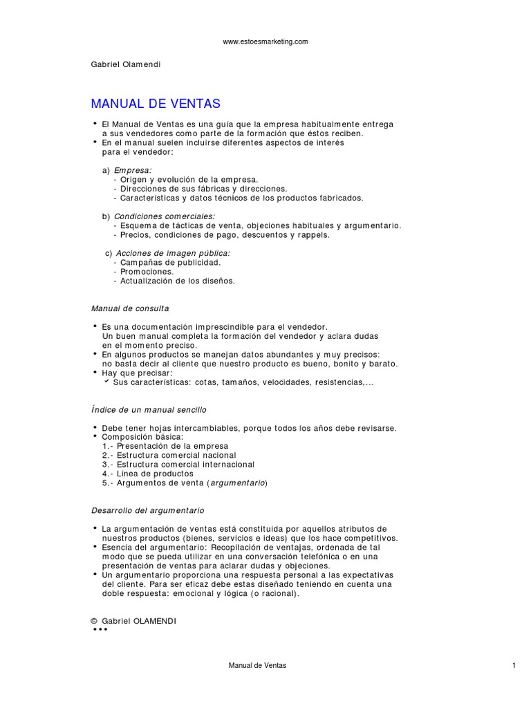 Manual de Ventas | PDF